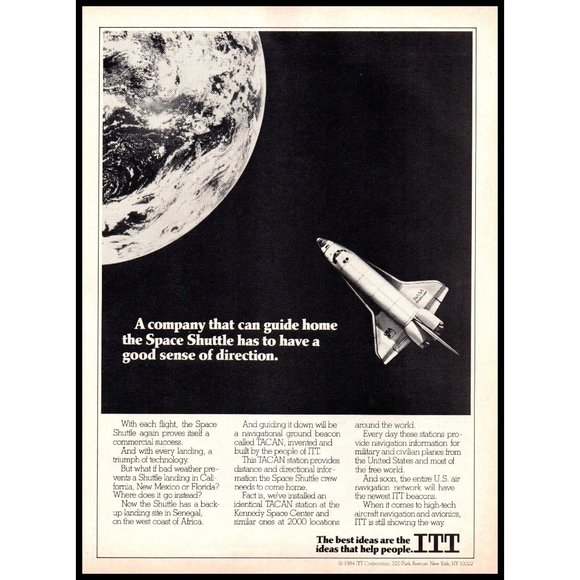 ITT | Art | 984 Itt Corporation Vintage Print Ad Nasa Space Shuttle ...